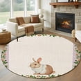 Cute Rabbit 6' Round Rug for Living Room Under Coffee Table, Spring ...