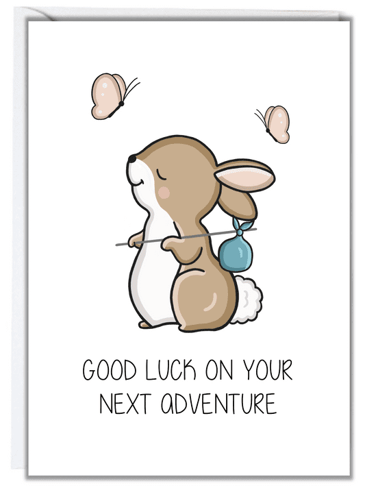 Cute Rabbit Adventure Card Good Luck On Your Next Adventure Design