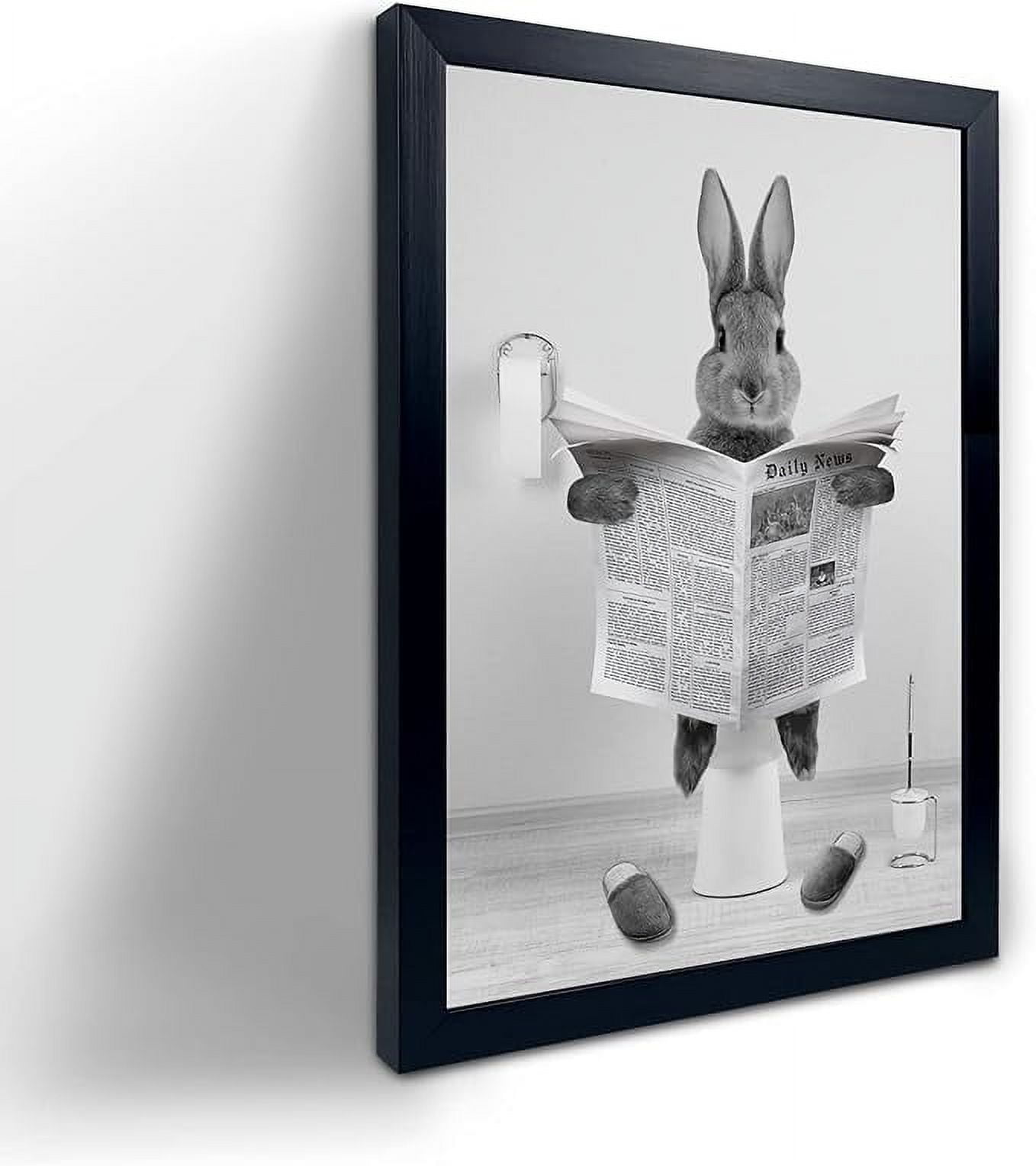 Cute Rabbit Bathroom Wall Art, Farmhouse Style Animals Bathroom Wall ...