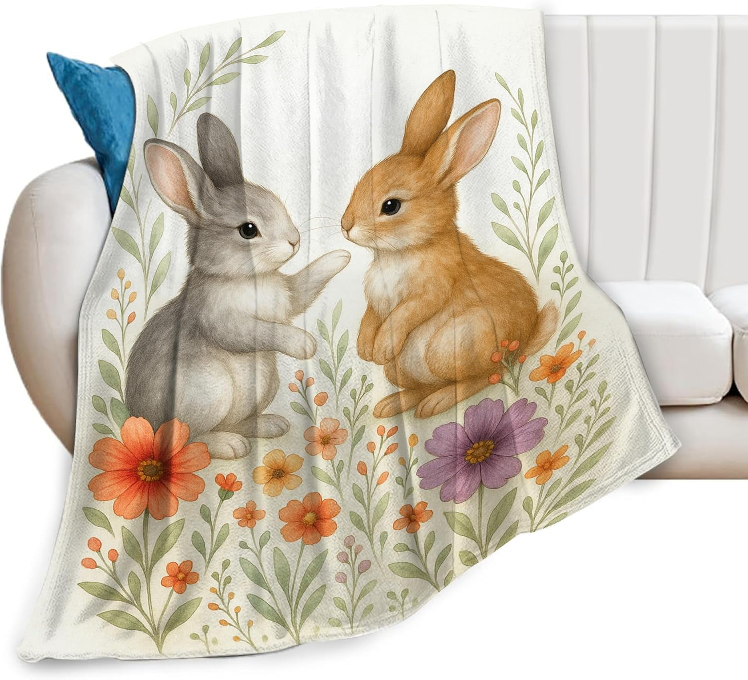 Cute Rabbit Blanket Rabbits Soft Cozy Throw Blanket Bunny Super Plush ...