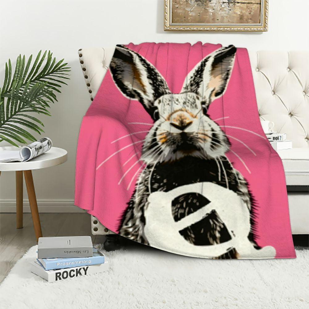 Cute Rabbit Blanket Soft Cozy Rabbit Throw Blanket Bunny Animal Stuff ...
