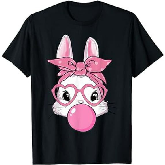 Cute Rabbit Bunny Blowing Bubble Gum Easter Day T-Shirt - Walmart.com