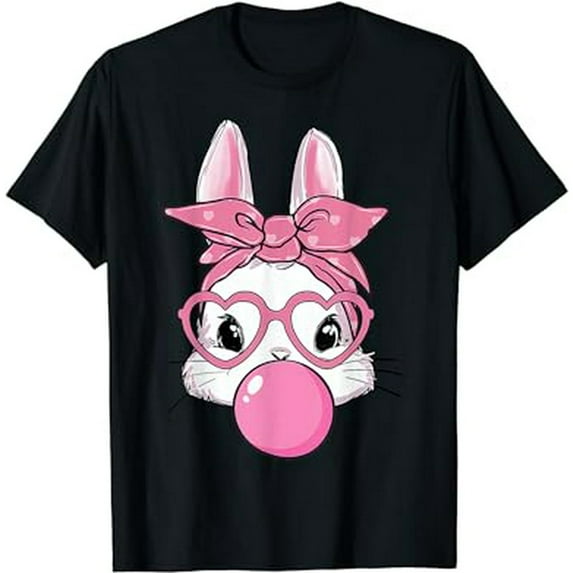 Cute Rabbit Bunny Blowing Bubble Gum Easter Day T-Shirt - Walmart.com