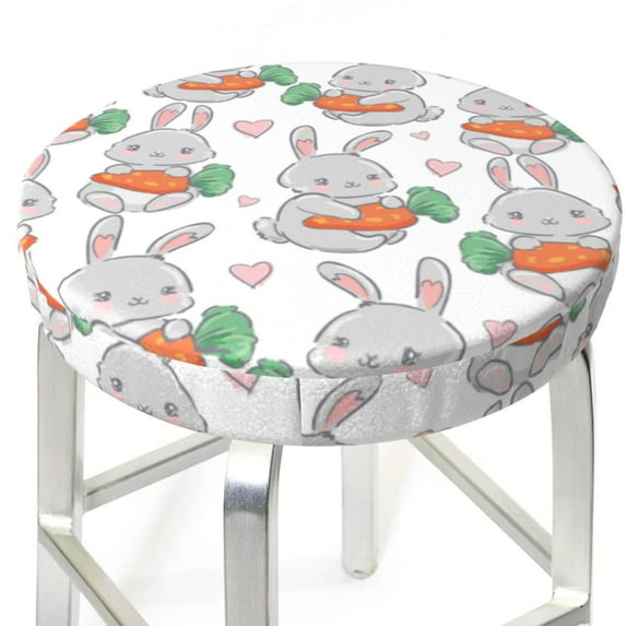 Cute Rabbit Carrot Bar Stool Covers - Stretch Round Seat Covers with ...