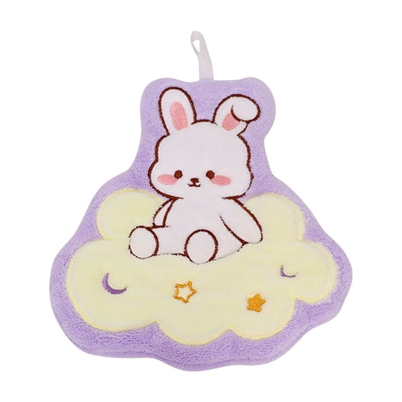 Cute Rabbit Cartoon Towel with Loop Soft Absorbent Hanging Hand Towel ...