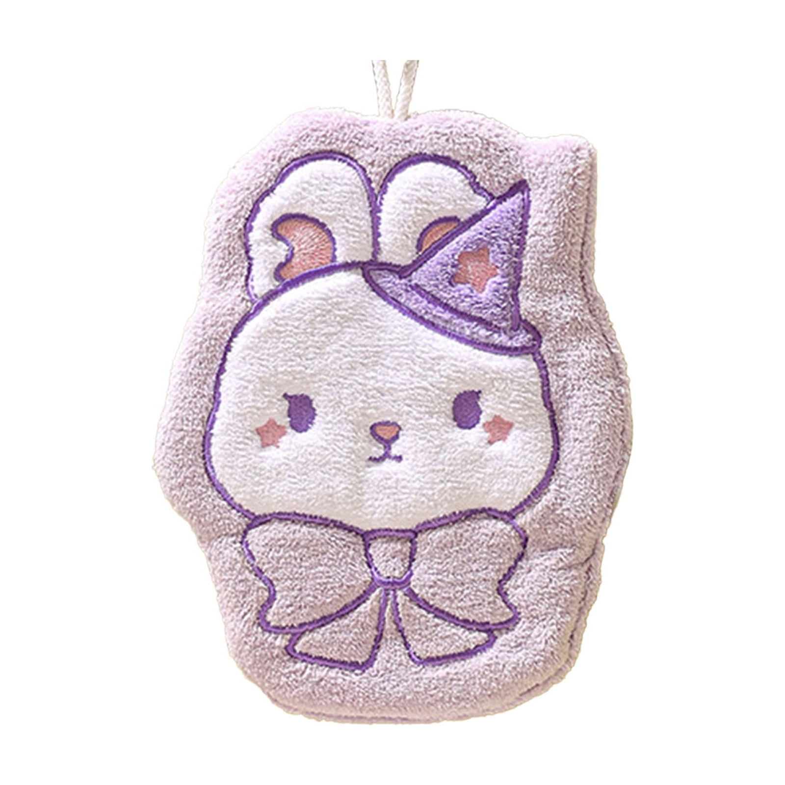 Cute Rabbit Cartoon Towel with Loop Soft Absorbent Hanging Hand Towel ...