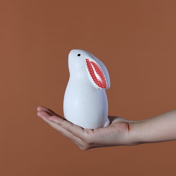 Cute Rabbit Ceramic Ornament - Hand-Painted Decorative Desk Figurine ...