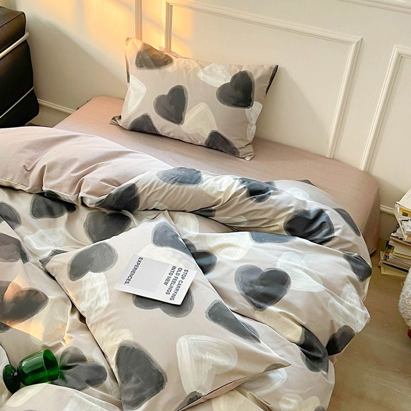 Cute Rabbit Duvet Cover Set No filler Flat Sheet Pillowcase Green White ...