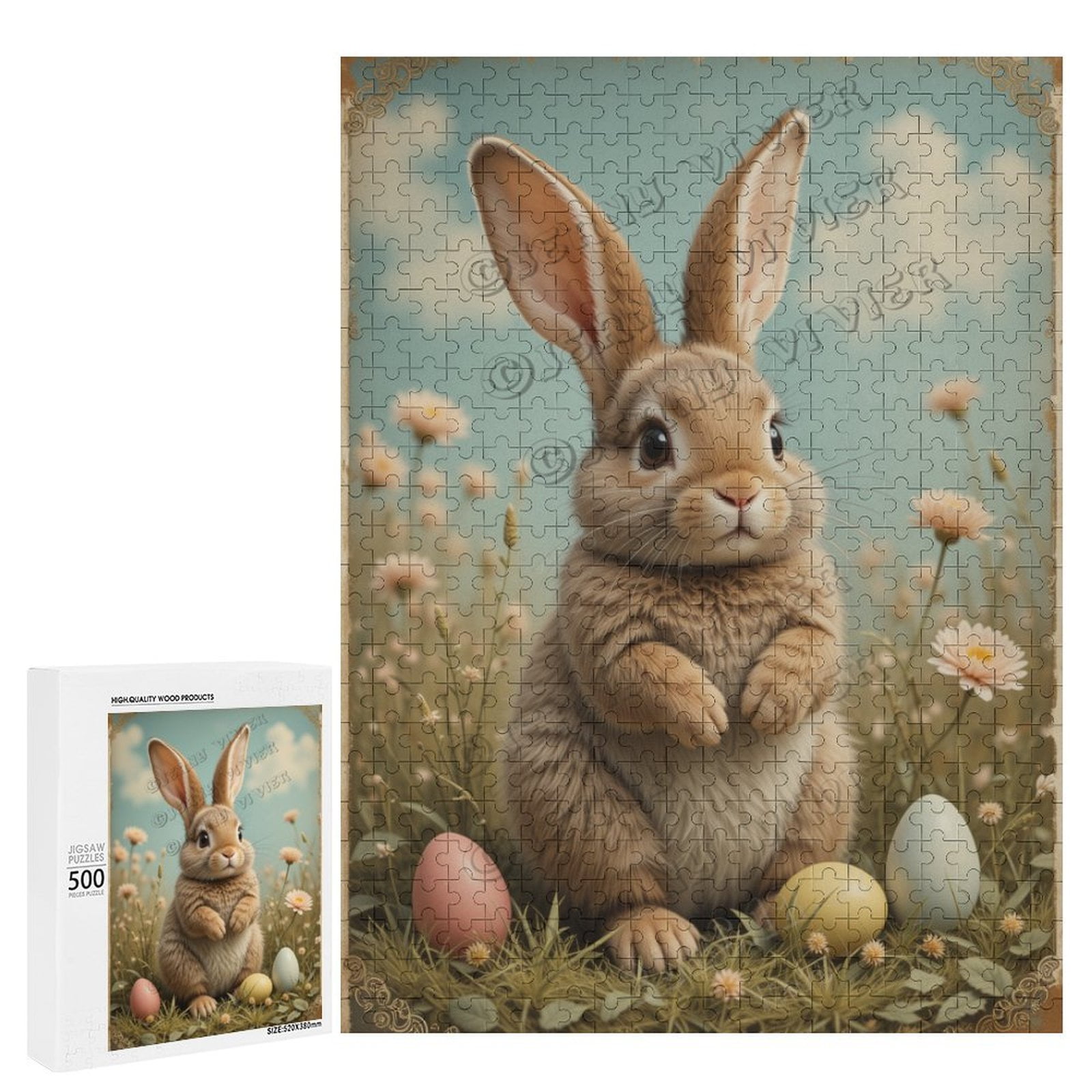 Cute Rabbit With Easter Eggs Jigsaw Puzzles for Adults 500 Pieces ...