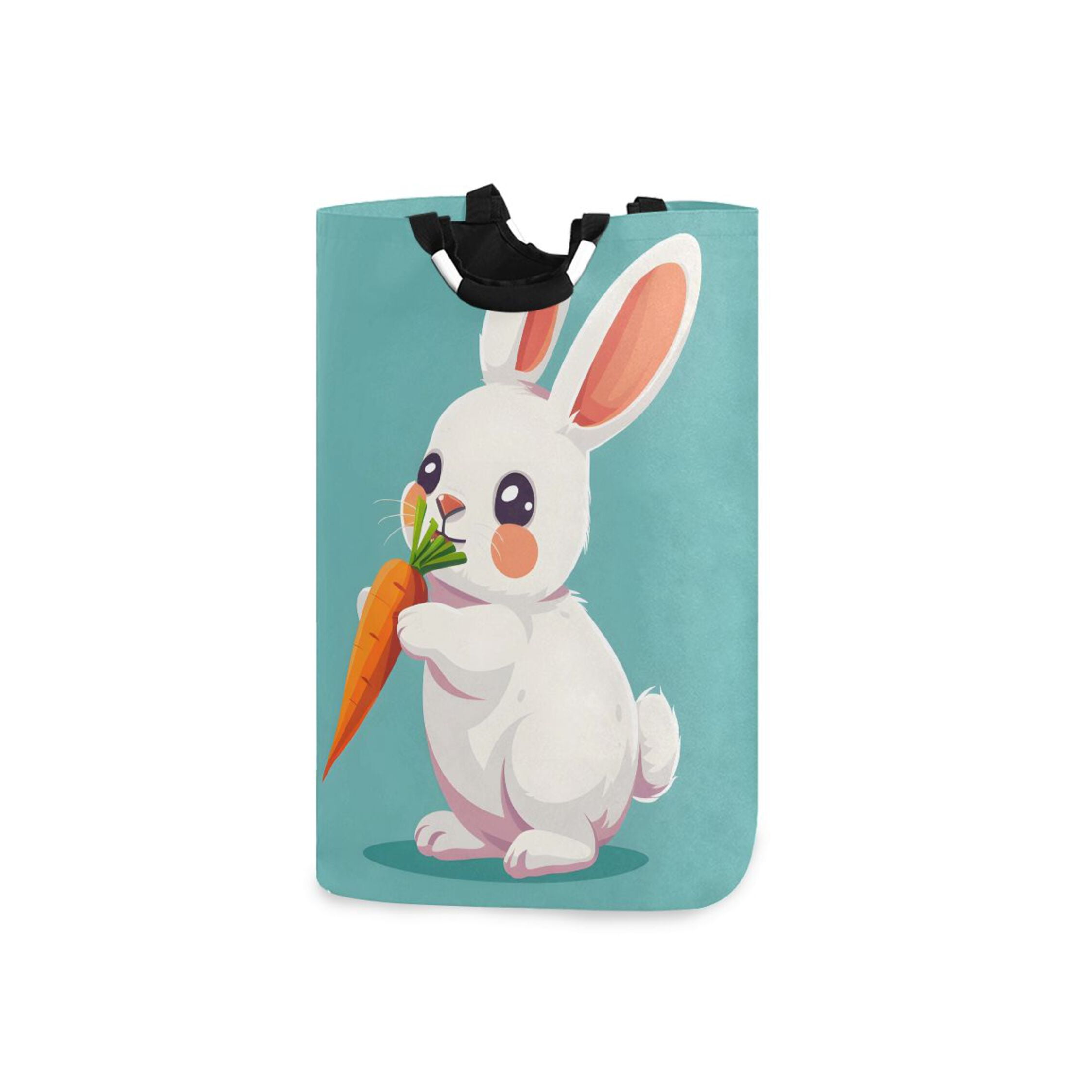 Cute Rabbit Eating Carrot Laundry Basket with Handles Foldable Laundry ...