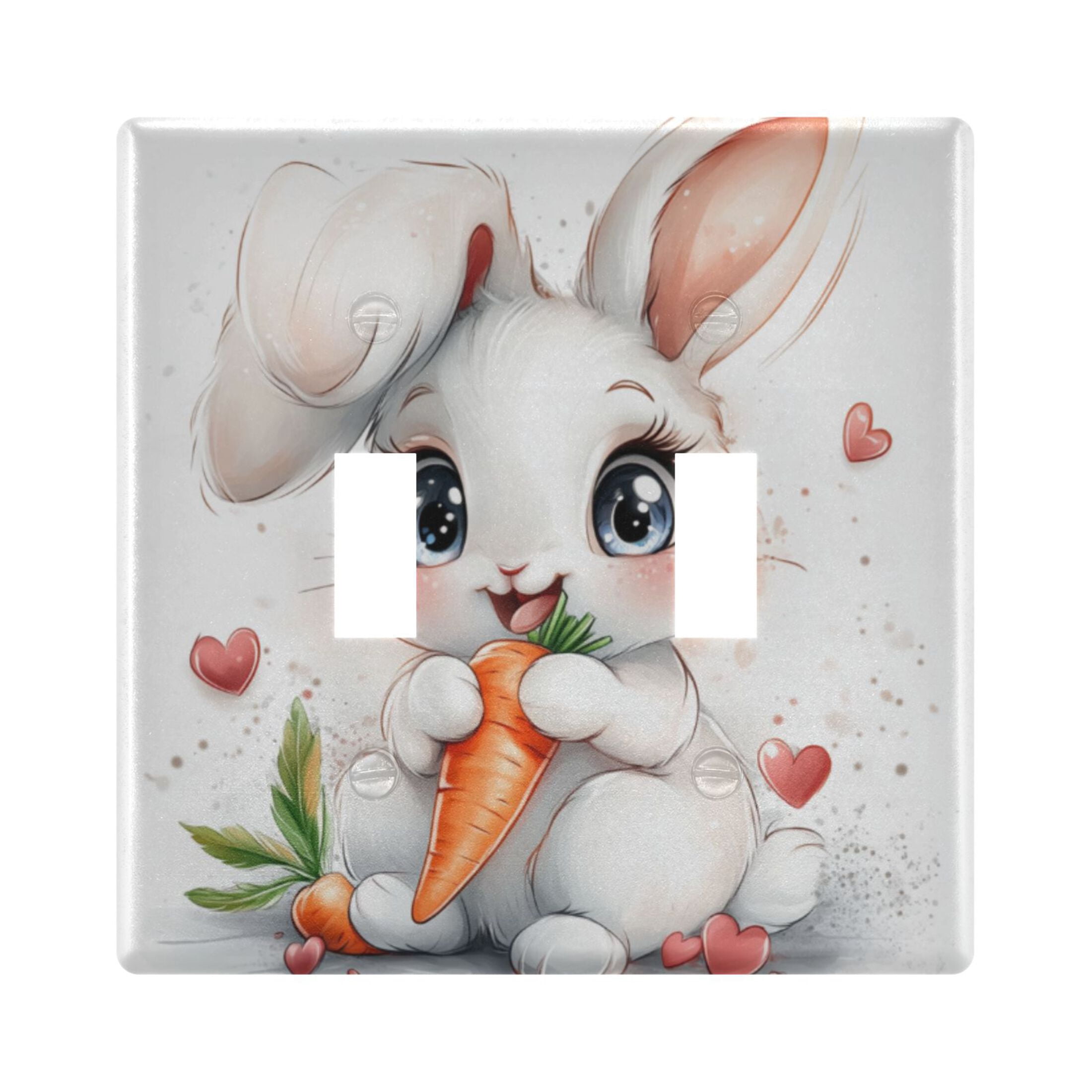 Cute Rabbit Fireproof Switch Plate with Rounded Edges 3-Hole Screws ...