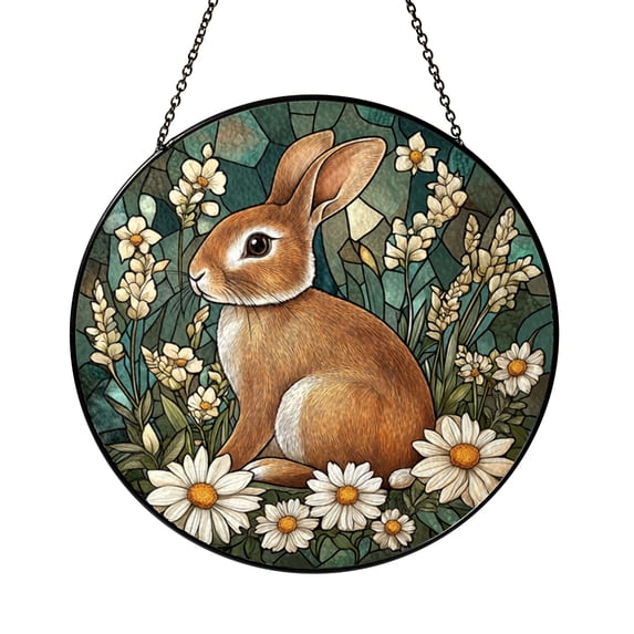 Cute Rabbit Floral Stained Glass Suncatcher Window Decor - Walmart.com