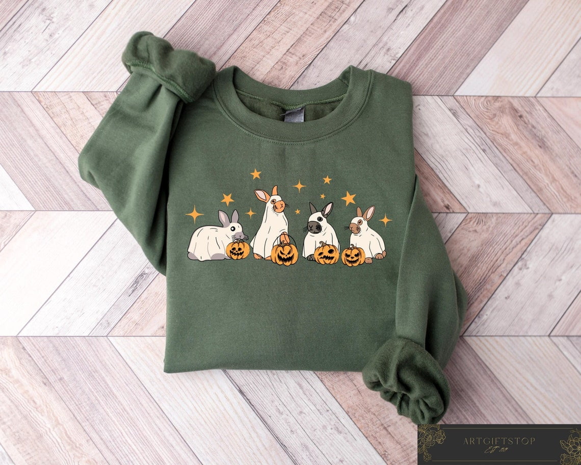 Cute Rabbit Ghost season Sweatshirt, Ghost Bunny Tshirt, season For ...