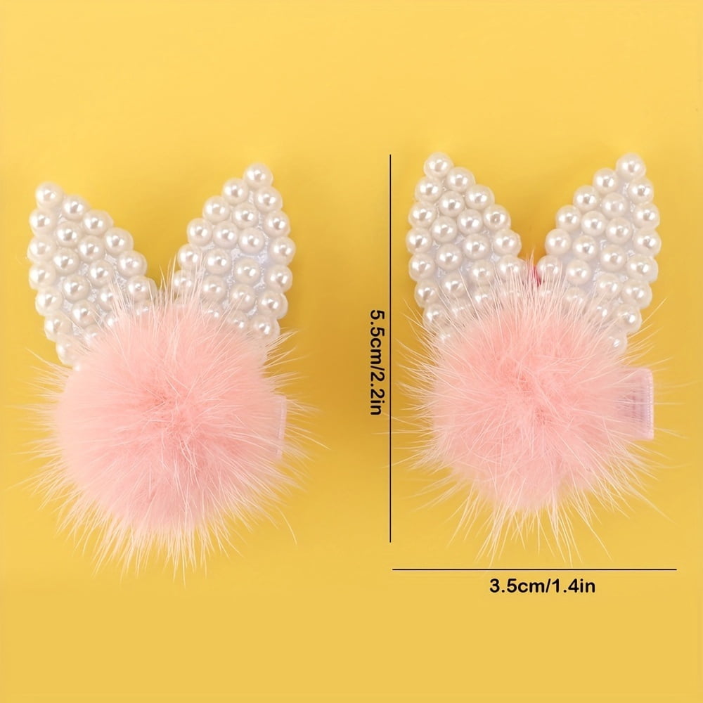 Cute Rabbit Hair Clip - Mini Flower Clip with Pearl Decoration ...