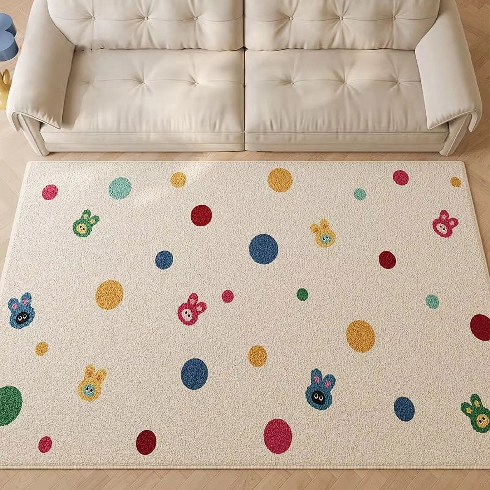 Cute Rabbit Living Room Carpet Cartoon pattern cream color children's ...