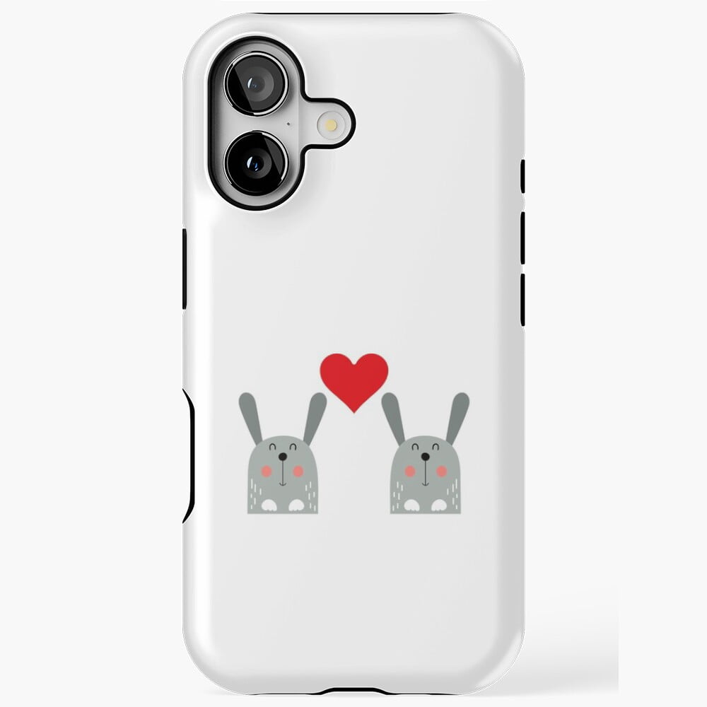 Cute Rabbit Love Romantic Bunny Art iPhone Case 17 through 11 Pro Max ...