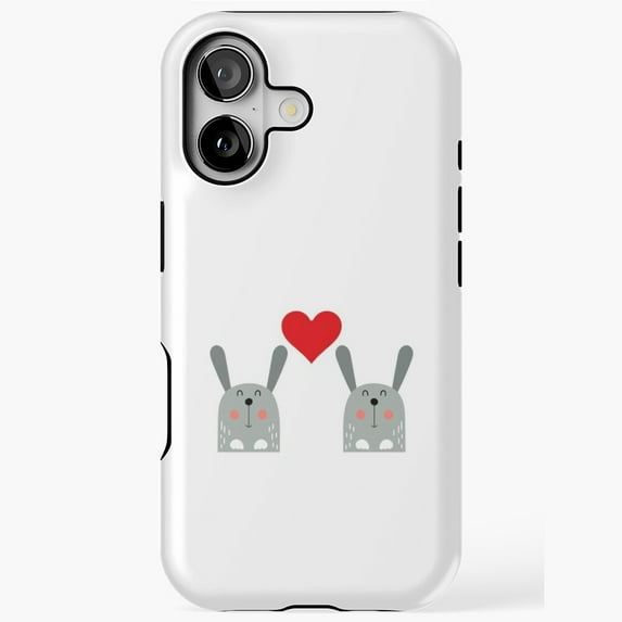 Cute Rabbit Love Romantic Bunny Art iPhone Case 17 through 11 Pro Max ...