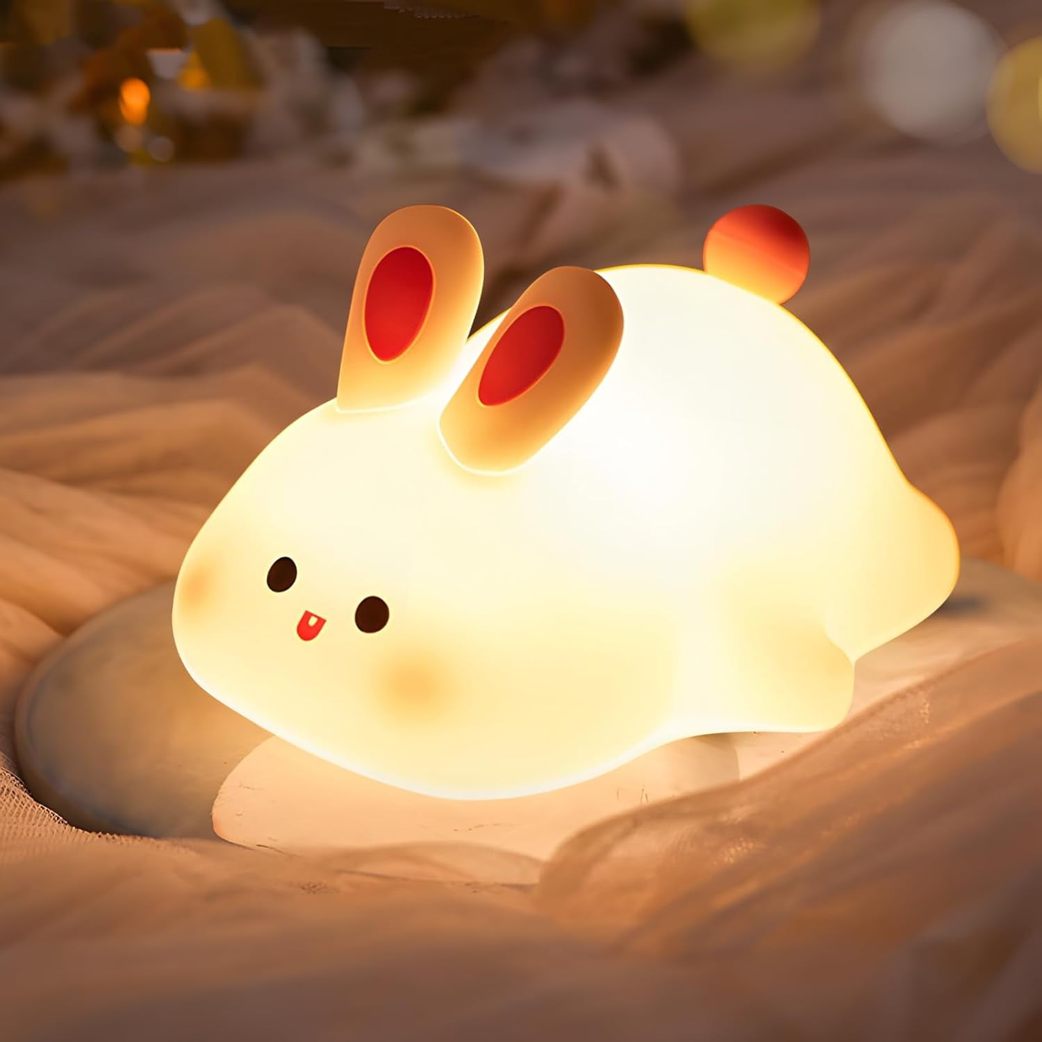 Cute Rabbit Night Light,Squishy Animal Nightlamp,Rechargerable Dimmable ...
