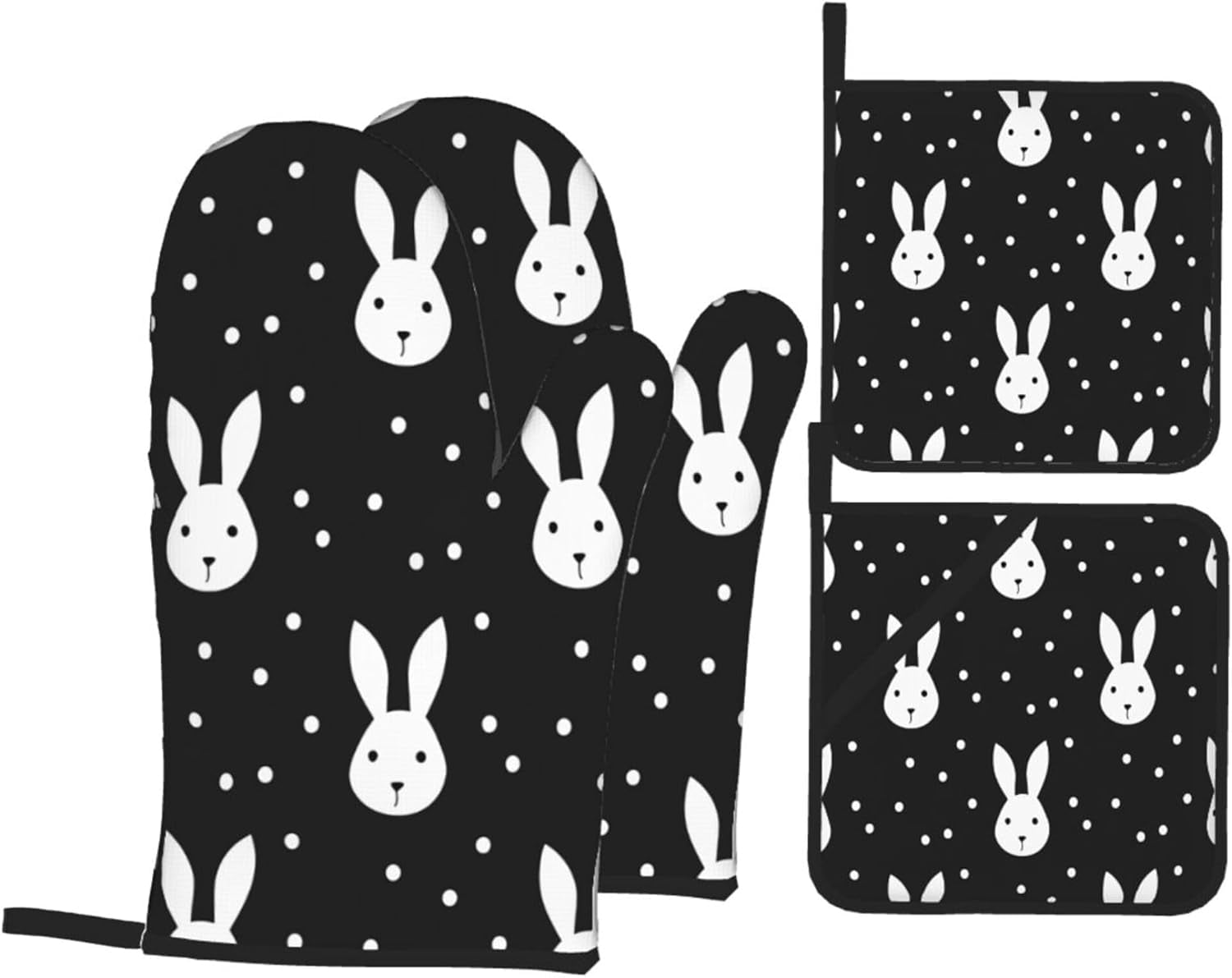 Cute Rabbit Oven Mitts and Pot Holders Sets, Easter Kitchen Gloves Oven ...