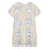 Cute Rabbit Pattern Girls' Casual Dresses Short Sleeve Cotton Dress for ...