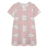 Cute Rabbit Pattern Girls' Casual Dresses Short Sleeve Cotton Dress for ...