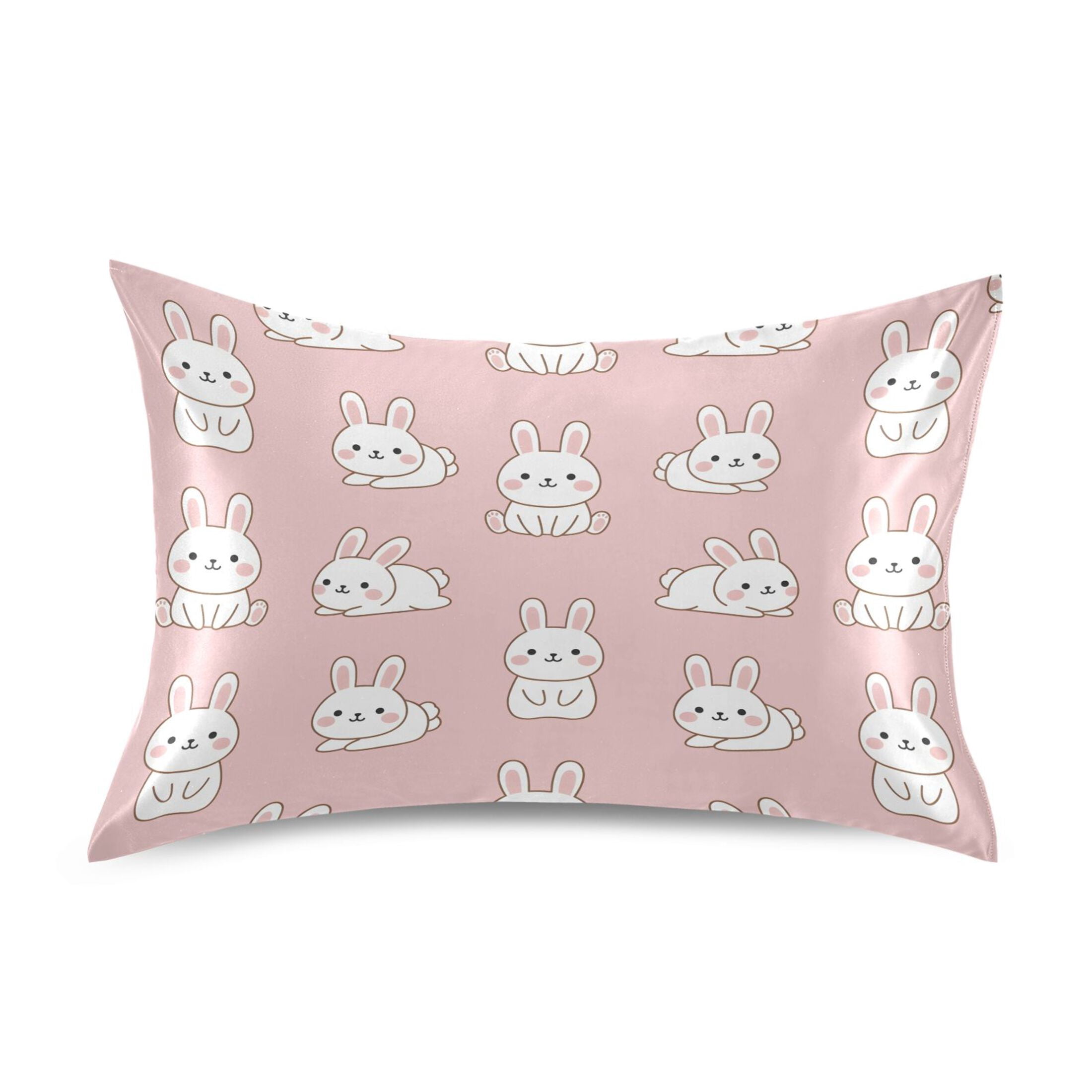 Cute Rabbit Pattern King Size Satin Pillowcase 40''x20'' Double-Sided ...