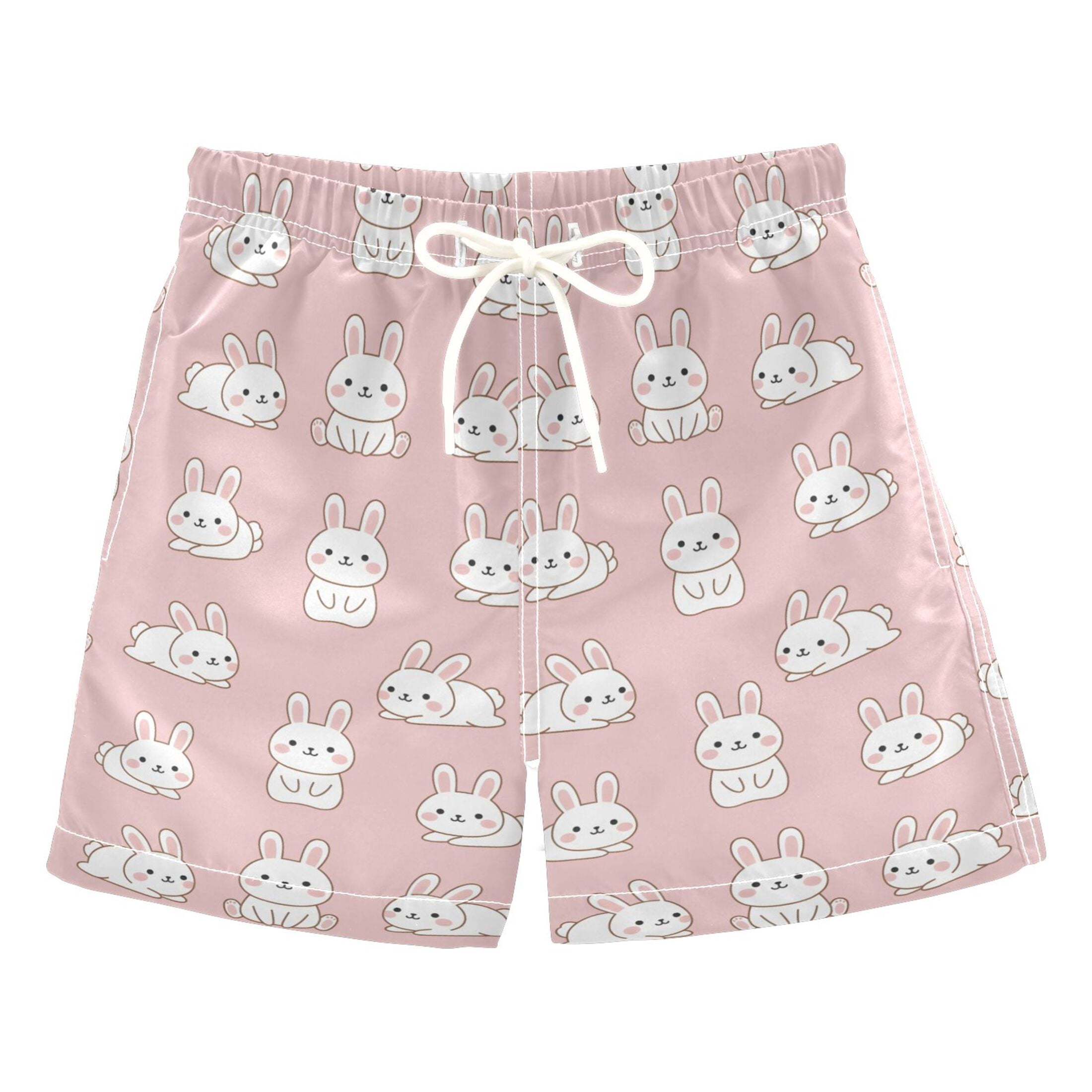 Cute Rabbit Pattern Swim Trunks Quick Dry Beach Pool Board Shorts ...