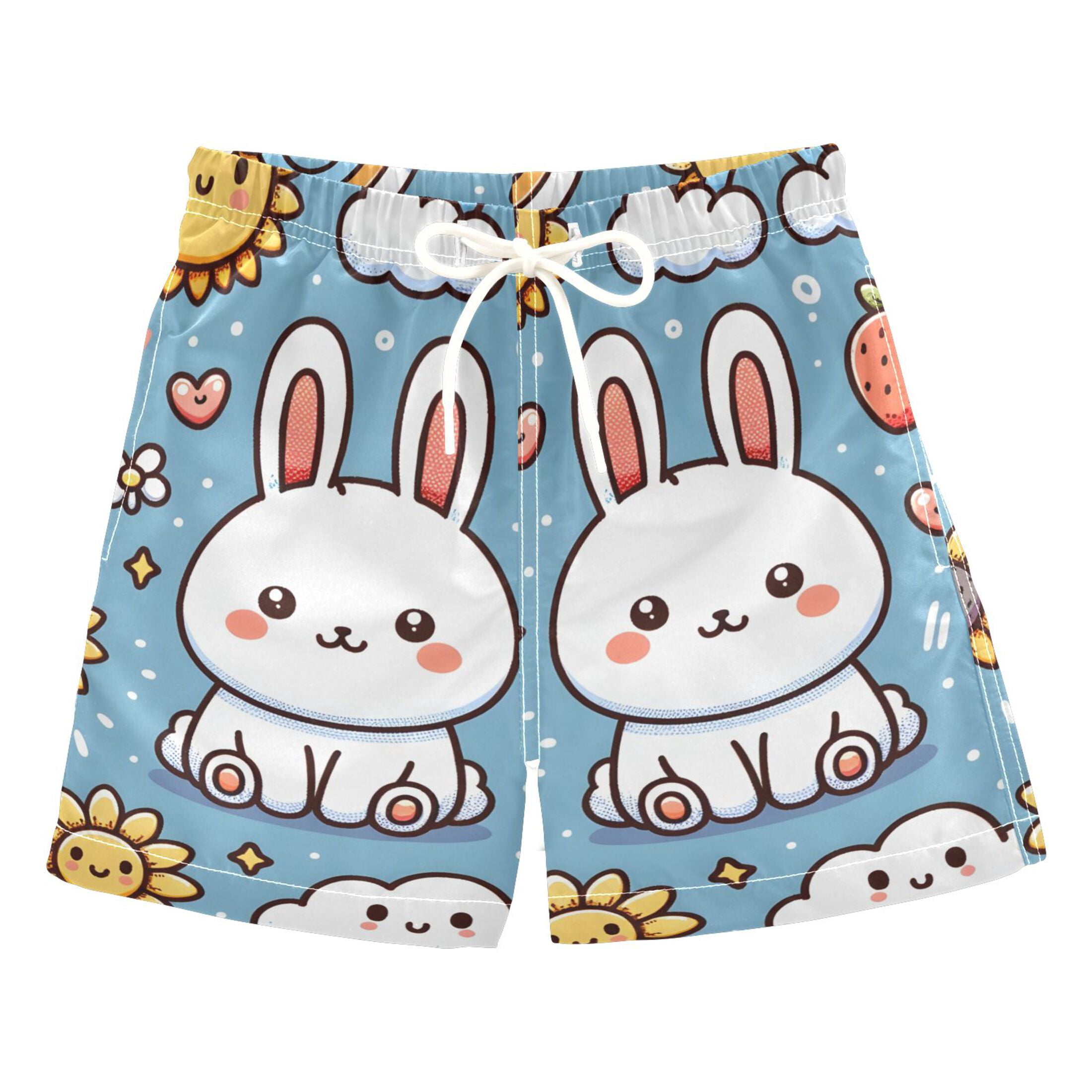 Cute Rabbit Pattern Swim Trunks Quick Dry Beach Pool Board Shorts ...