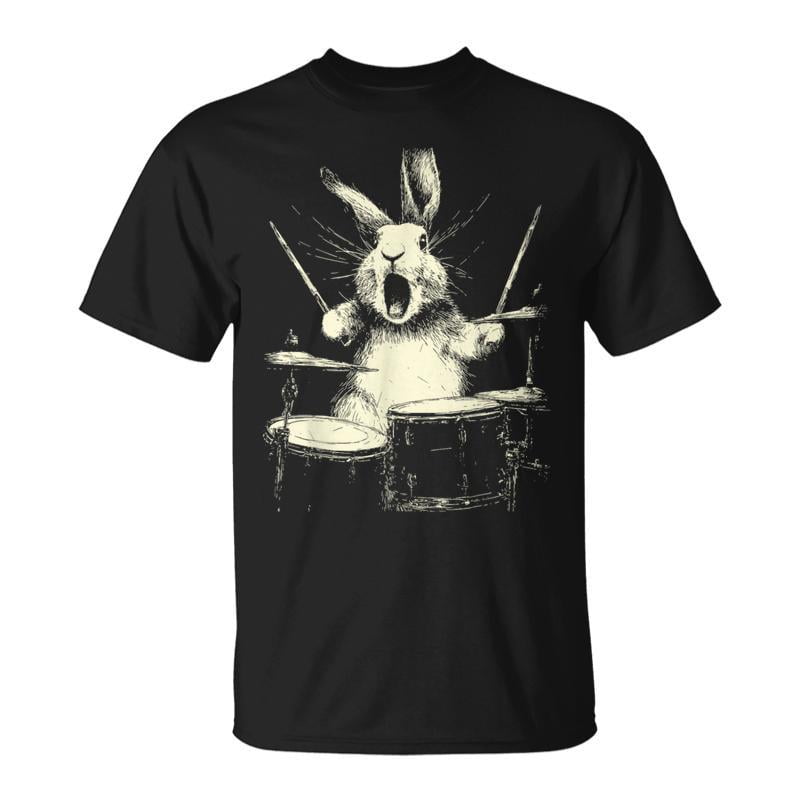 Cute Rabbit Playing Drums Music Animal Drummer Graphic TShirt - Walmart.com