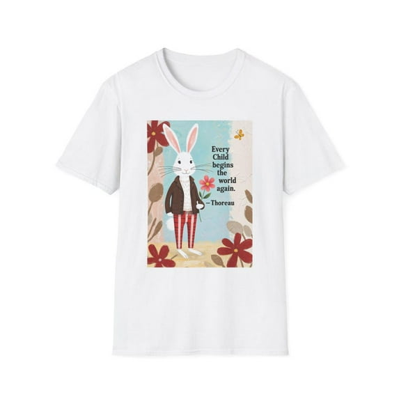 Cute Rabbit Quote Art Tee, Inspirational Bunny Graphic Shirt, Floral ...