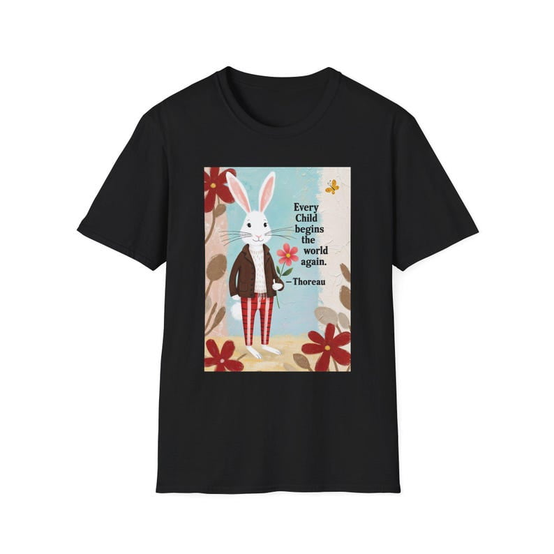 Cute Rabbit Quote Art Tee, Inspirational Bunny Graphic with Floral ...