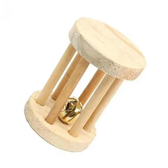Cute Rabbit Roller Toys Natural Wooden Pine Dumbells Unicycle Bell Chew ...