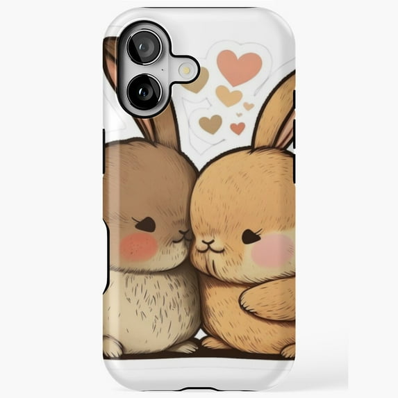 Cute Rabbit Silhouette Nature Design iPhone Case 17 16 15 14 13 12 11 ...