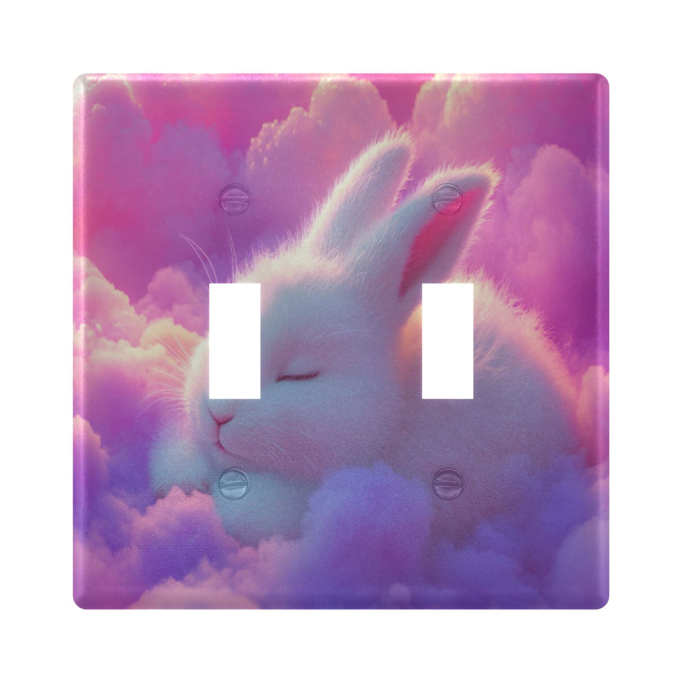 Cute Rabbit Sleeping on Dreamy Clouds Light Switch Cover Electrical ...
