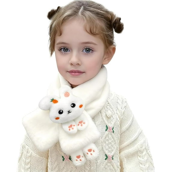 Cute Rabbit Warm Scarf Cartoon Faux Plush Cross Collar Fluffy Neck ...