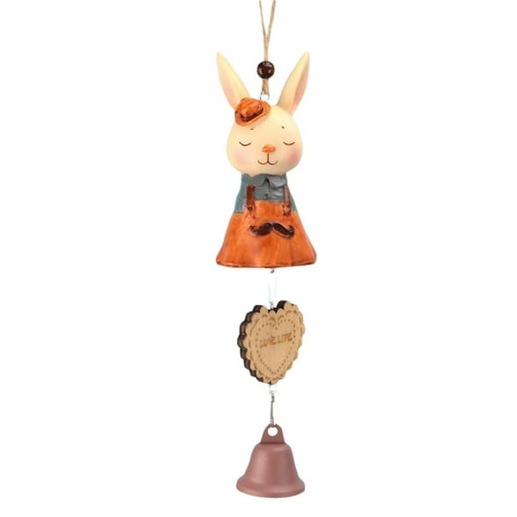 Cute Rabbit Wind Chime Resin Hanging Ornament for Indoor Home Garden ...