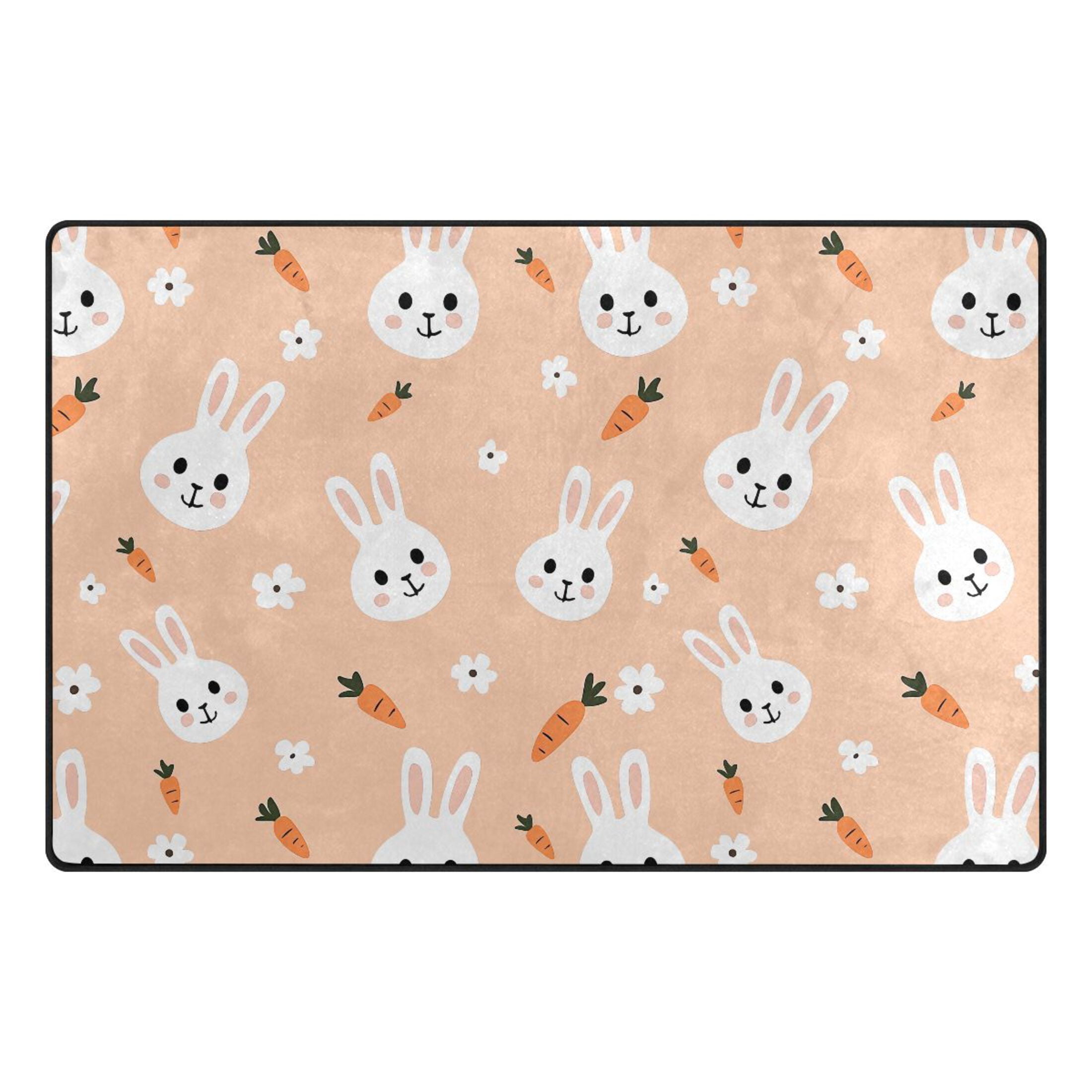 Cute Rabbit and Carrot Memory Foam Area Rug 31"x20" Non Slip, Absorbent ...