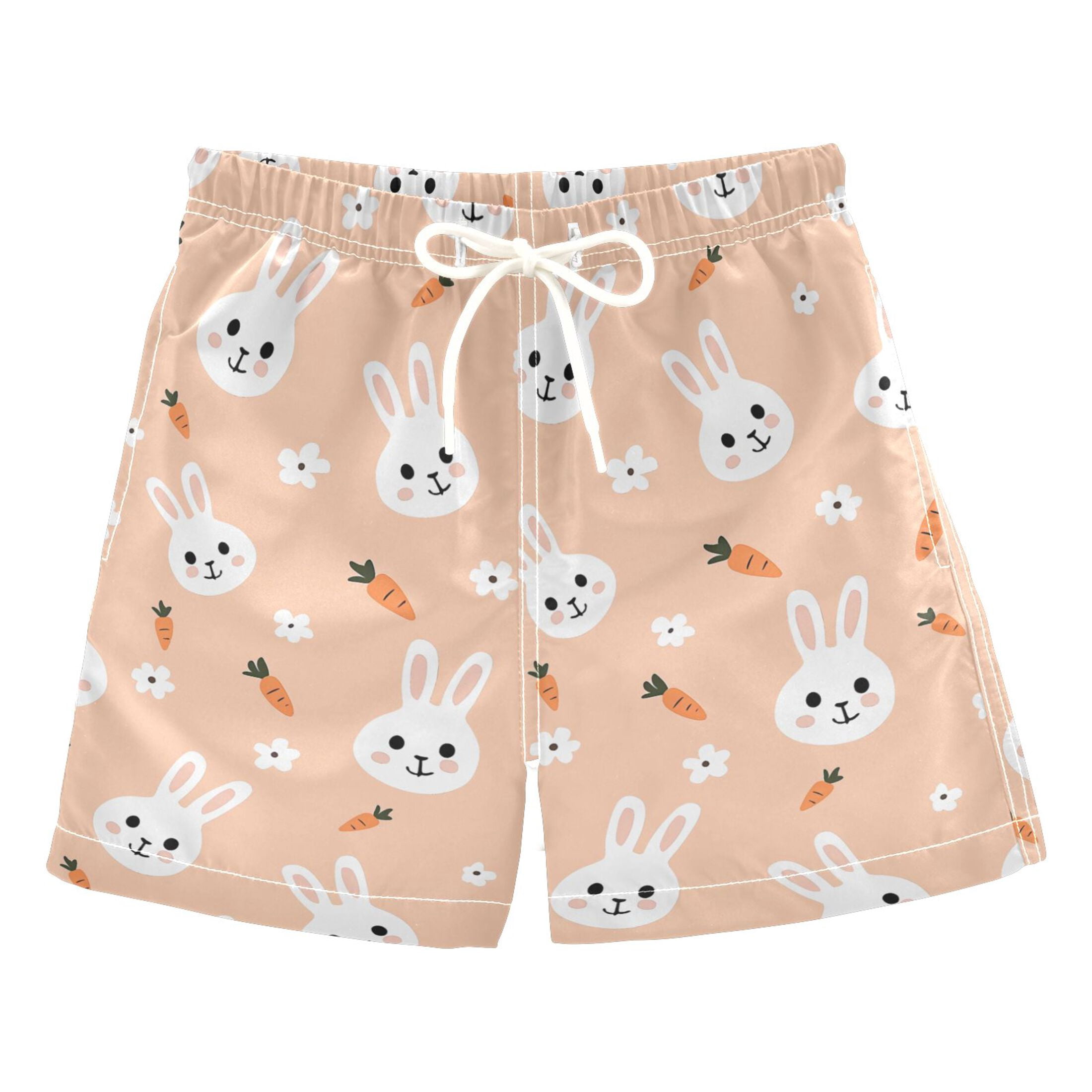 Cute Rabbit and Carrot Swim Trunks Quick Dry Beach Pool Board Shorts ...