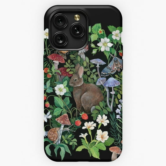 Cute Rabbit in Strawberry Botanical Garden iPhone Case 17 to 11 Pro Max ...