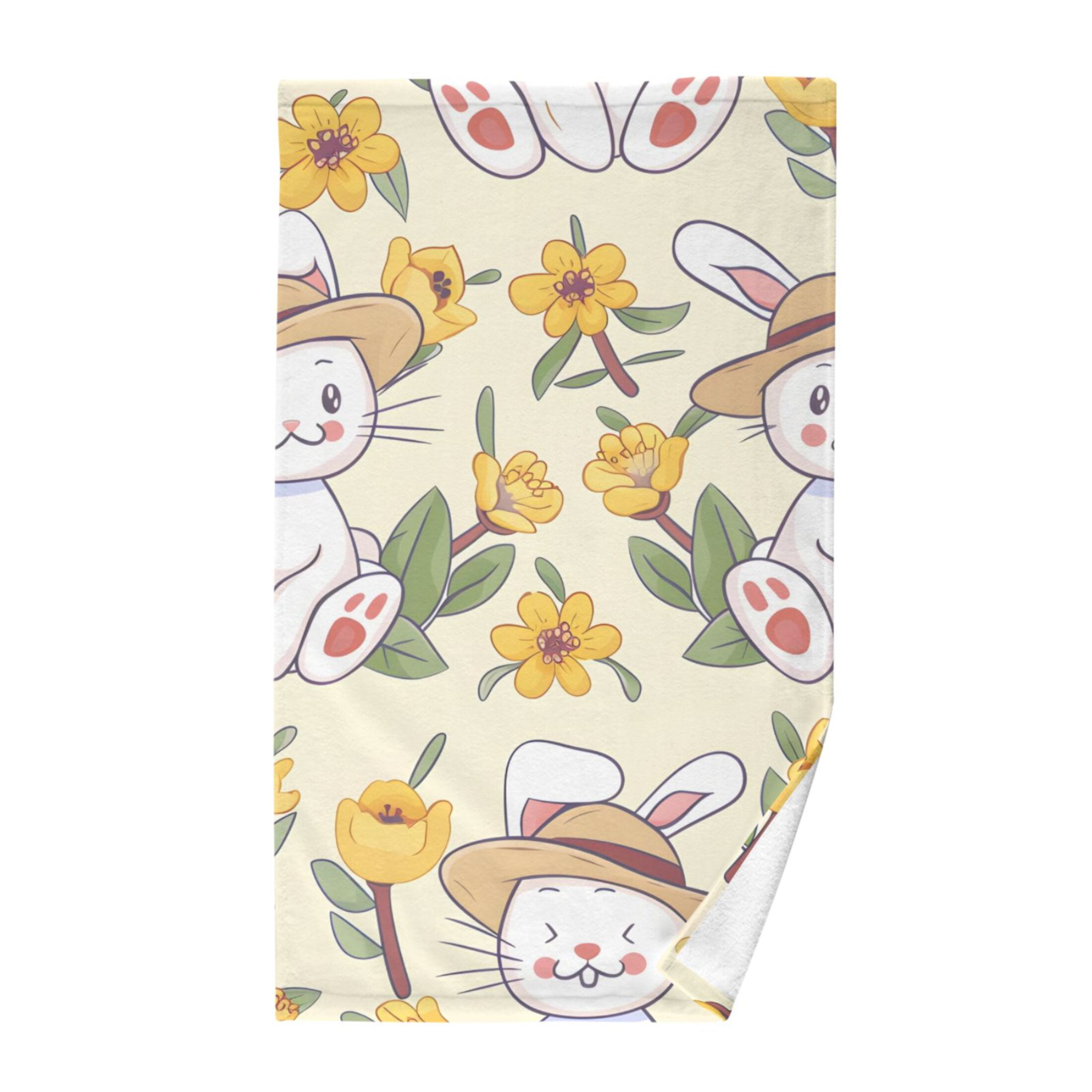 Cute Rabbit with Hat Cotton Face Towels Absorbent Hand Towel Soft ...