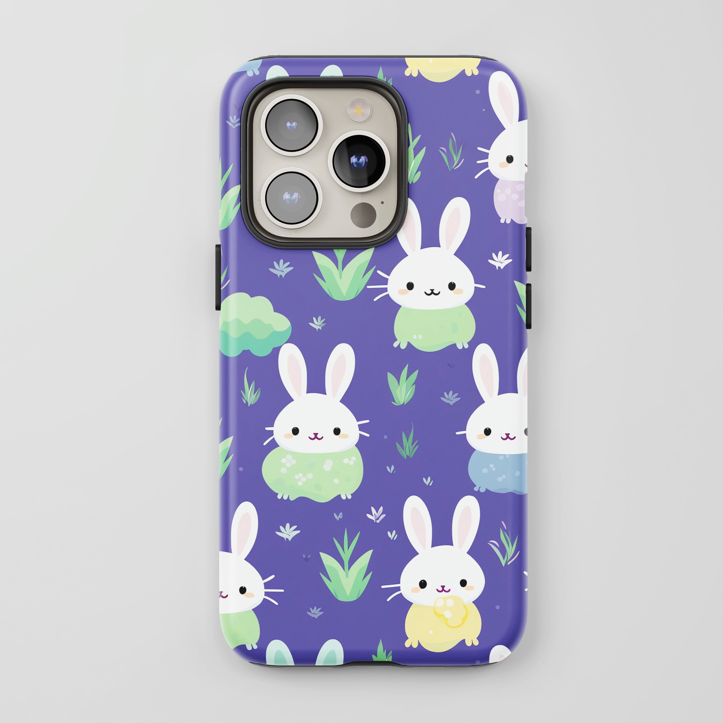 Cute Rabbits For All iPhone Series Protective Phone Case Cartoon Pastel ...