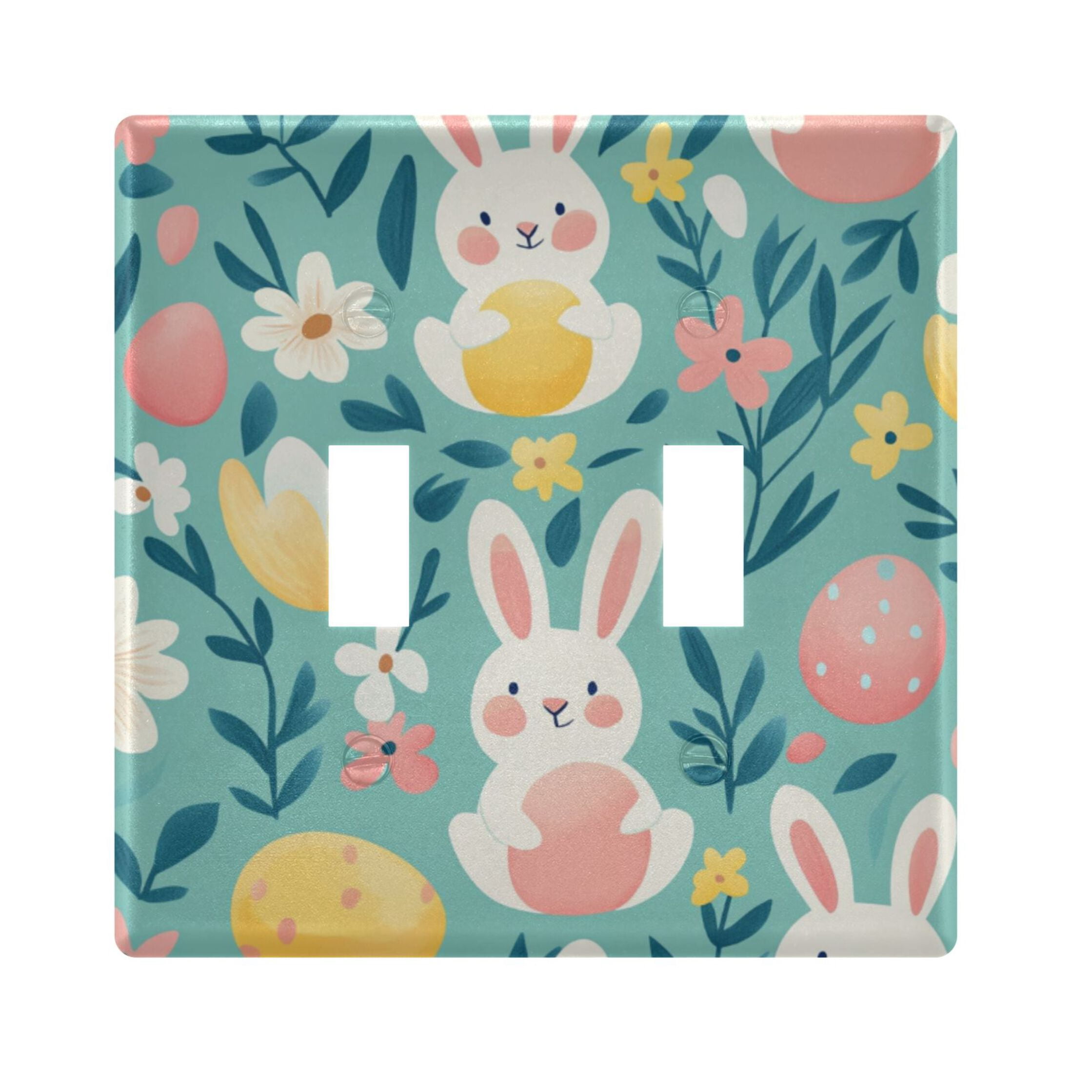 Cute Rabbits Holding Easter Eggs Light Switch Cover Electrical Outlet ...