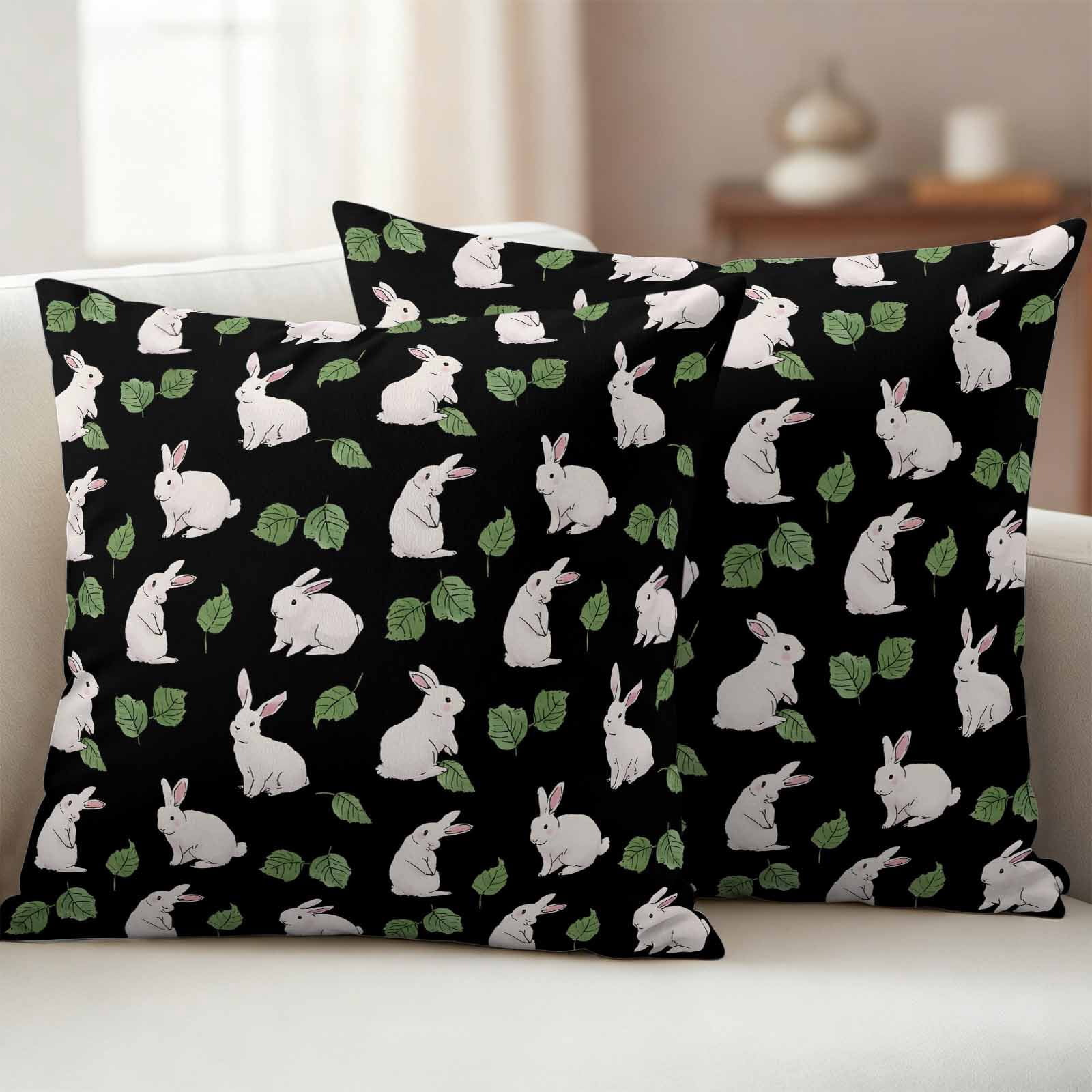 Cute Rabbits Outdoor Waterproof Throw Pillow Covers 18x18 Set of 2 ...