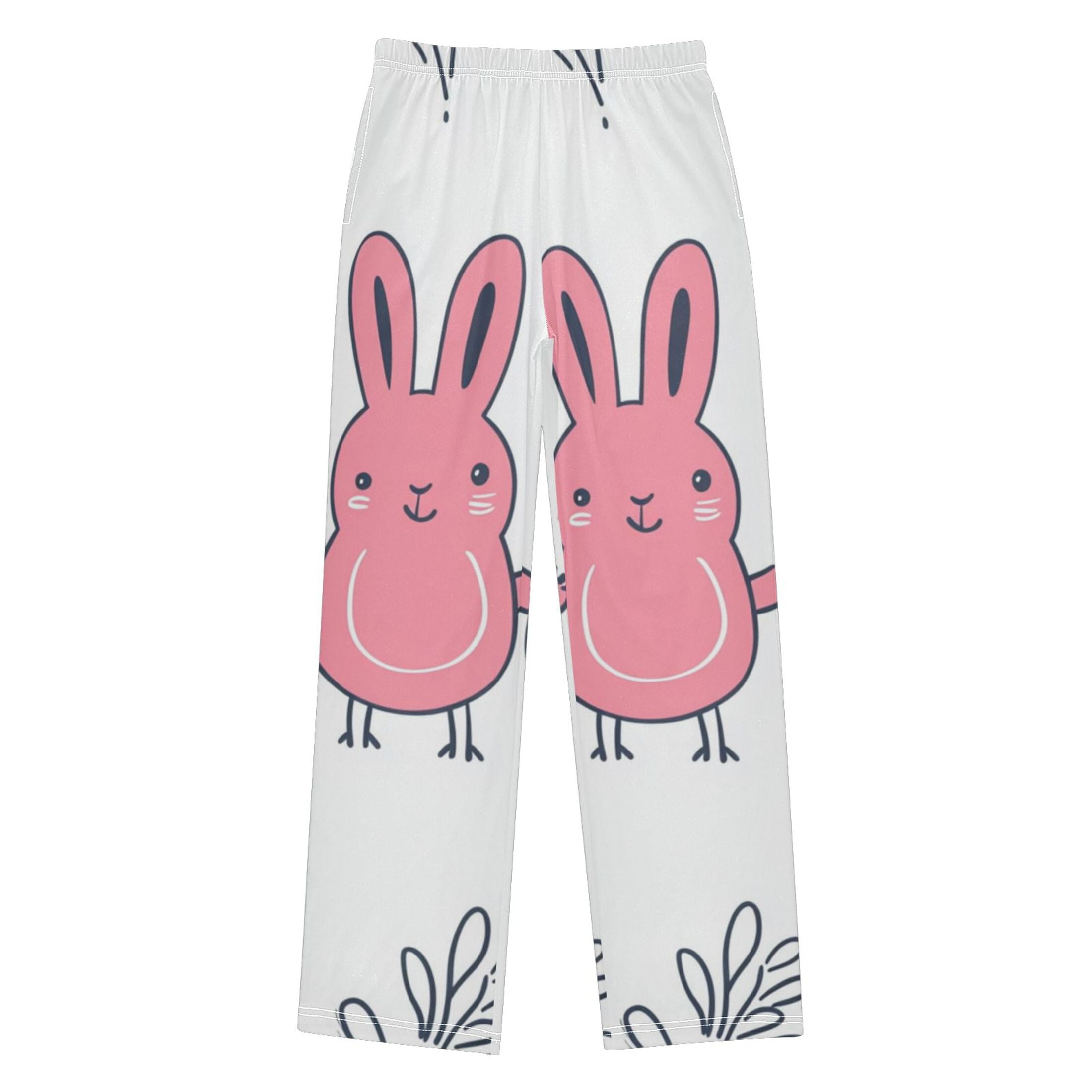 Cute Rabbits Pattern Pajama Pants Soft Lightweight Lounge Pants Bottoms ...
