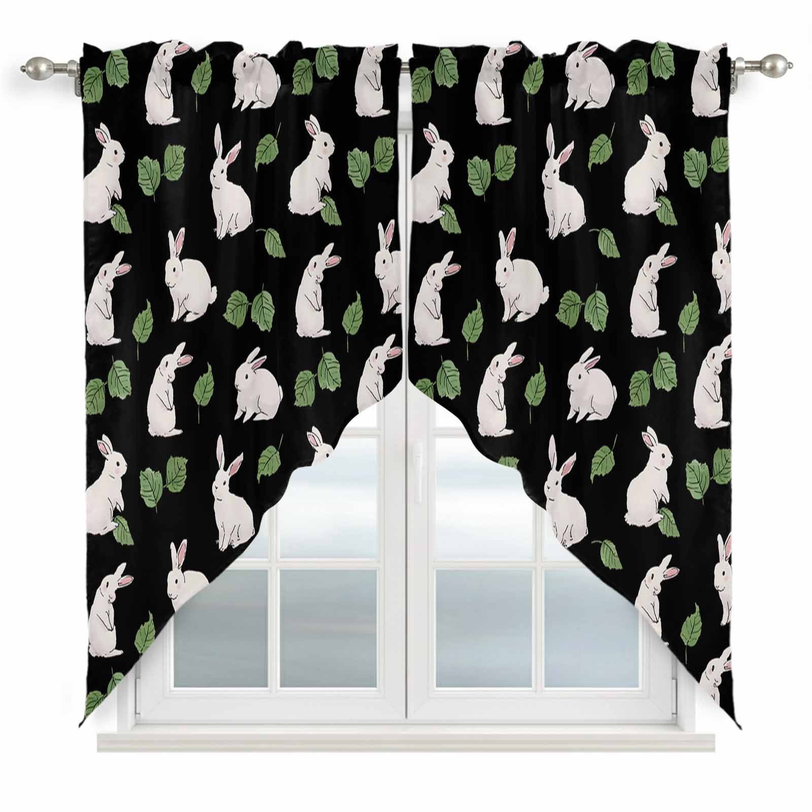 Cute Rabbits Swag Curtains for Kitchen/Bedroom/Living Room, Country ...