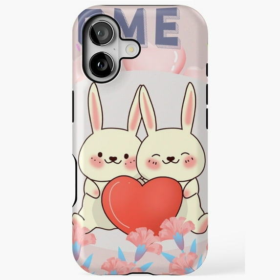 Cute Rabbits Welcome Home Design Art iPhone Case 17 through 11 Pro Max ...