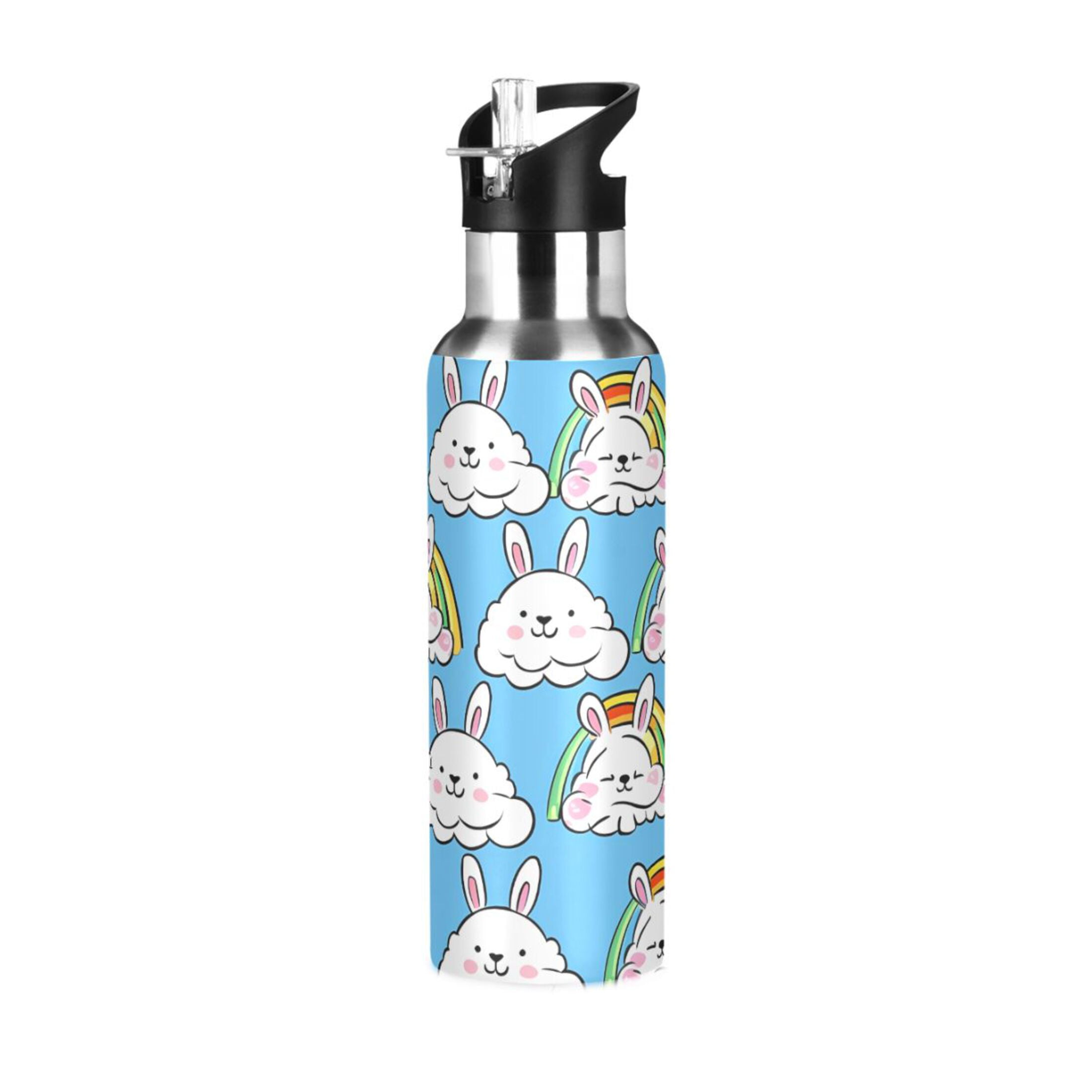Cute Rabbits and Rainbows Water Bottles Insulated Thermos Kids ...