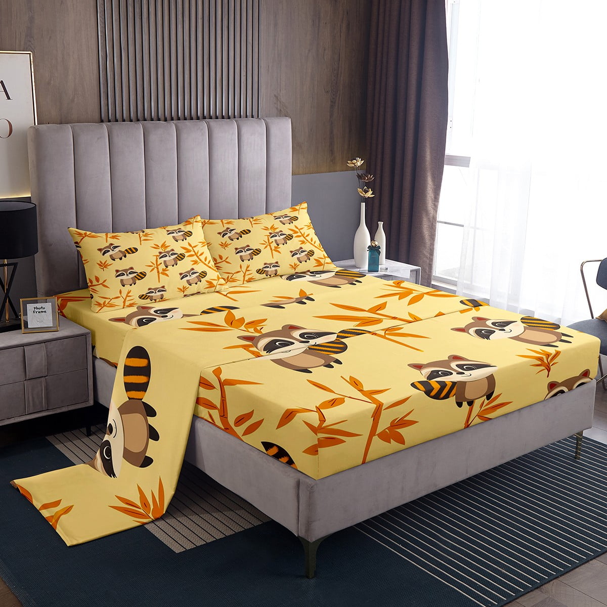 Cute Raccoons Bedding Set Cartoon Raccoon Wildlife Bed Sheets Full ...
