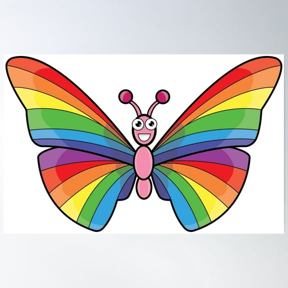 Blue Butterfly Poster, Vintage Butterfly Wall Art Print For Nursery ...