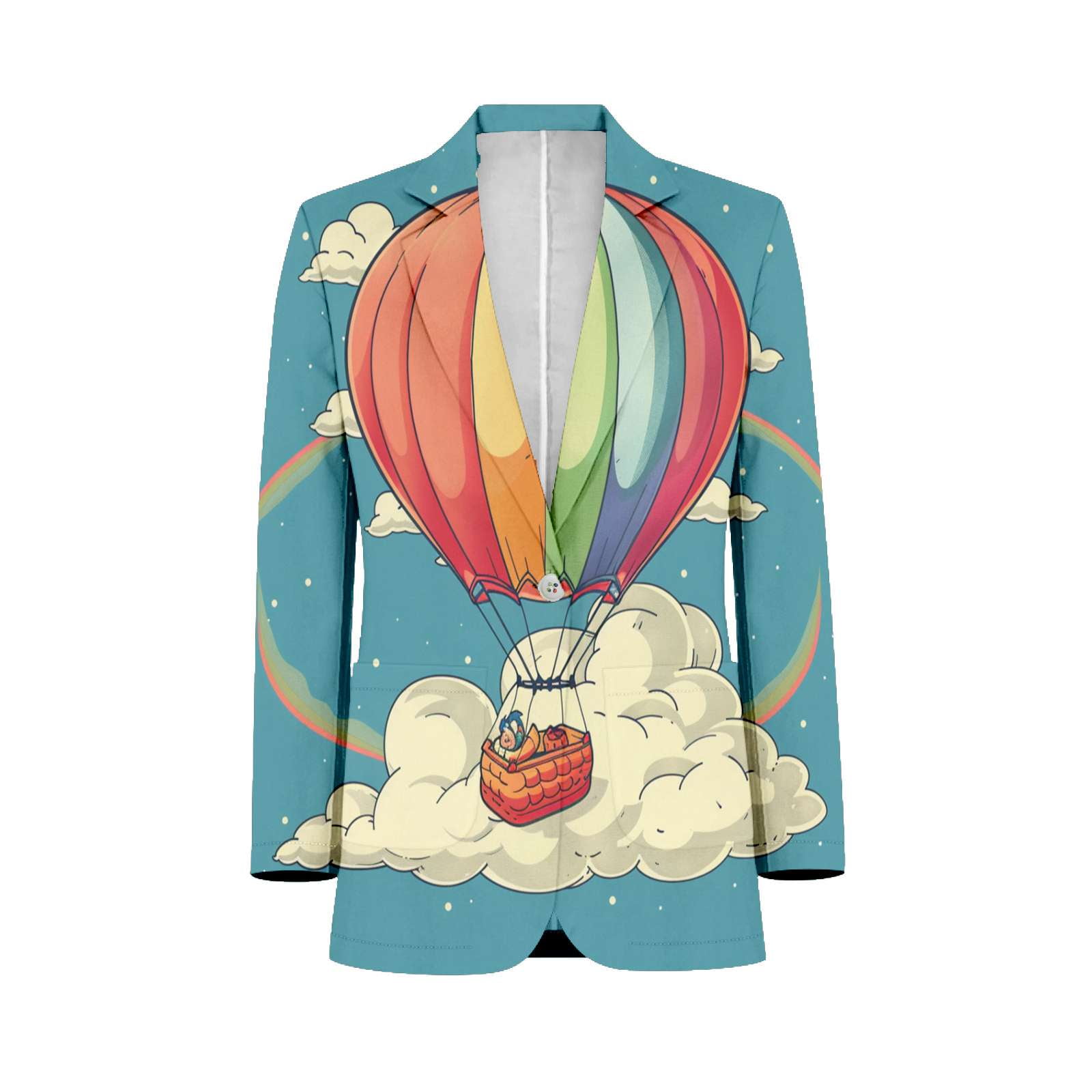 Cute Rainbow Hot Air Balloon Customized Men's Suits full man Shawl ...